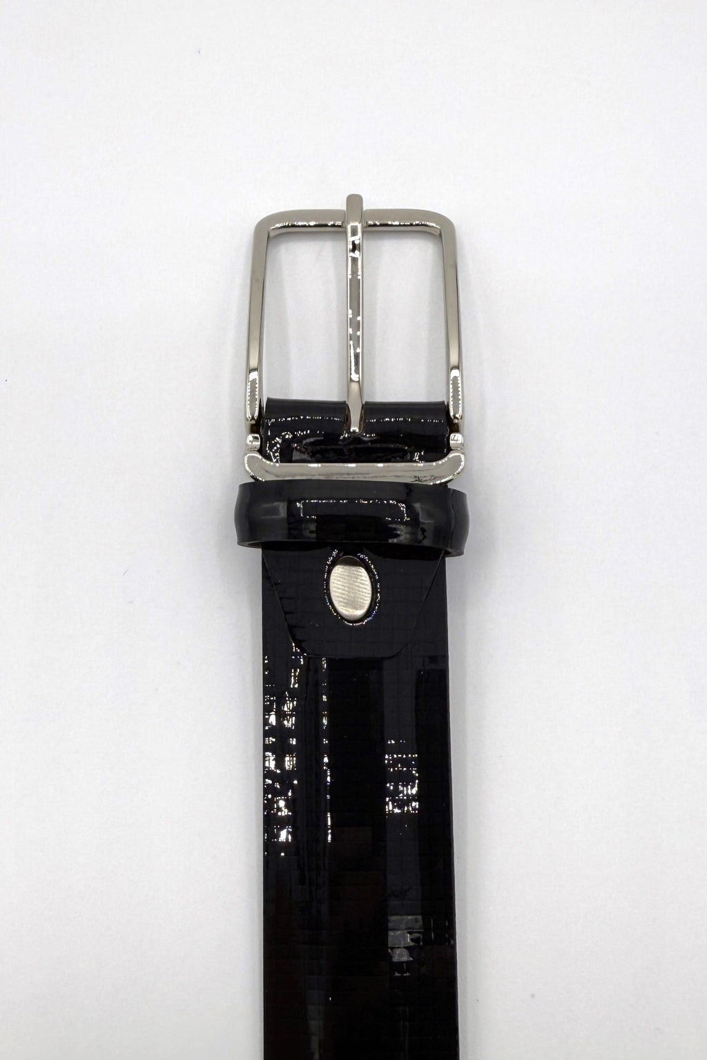 Glossy Tile-Textured Patent Calf Leather Belt – Très Chic
